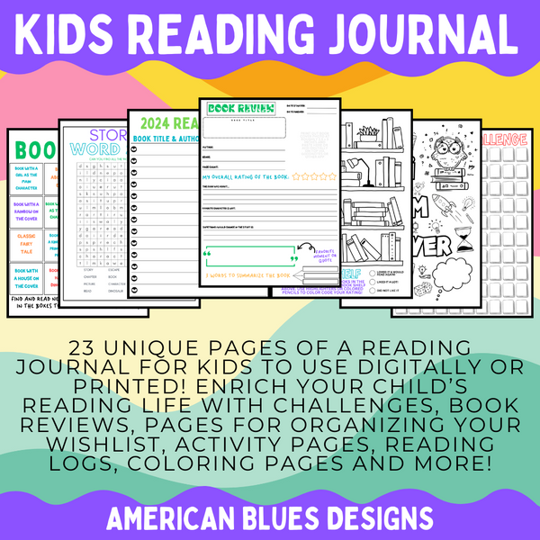Kids Reading Journal – 23 Unique Pages for Book Reviews, Reading Logs ...