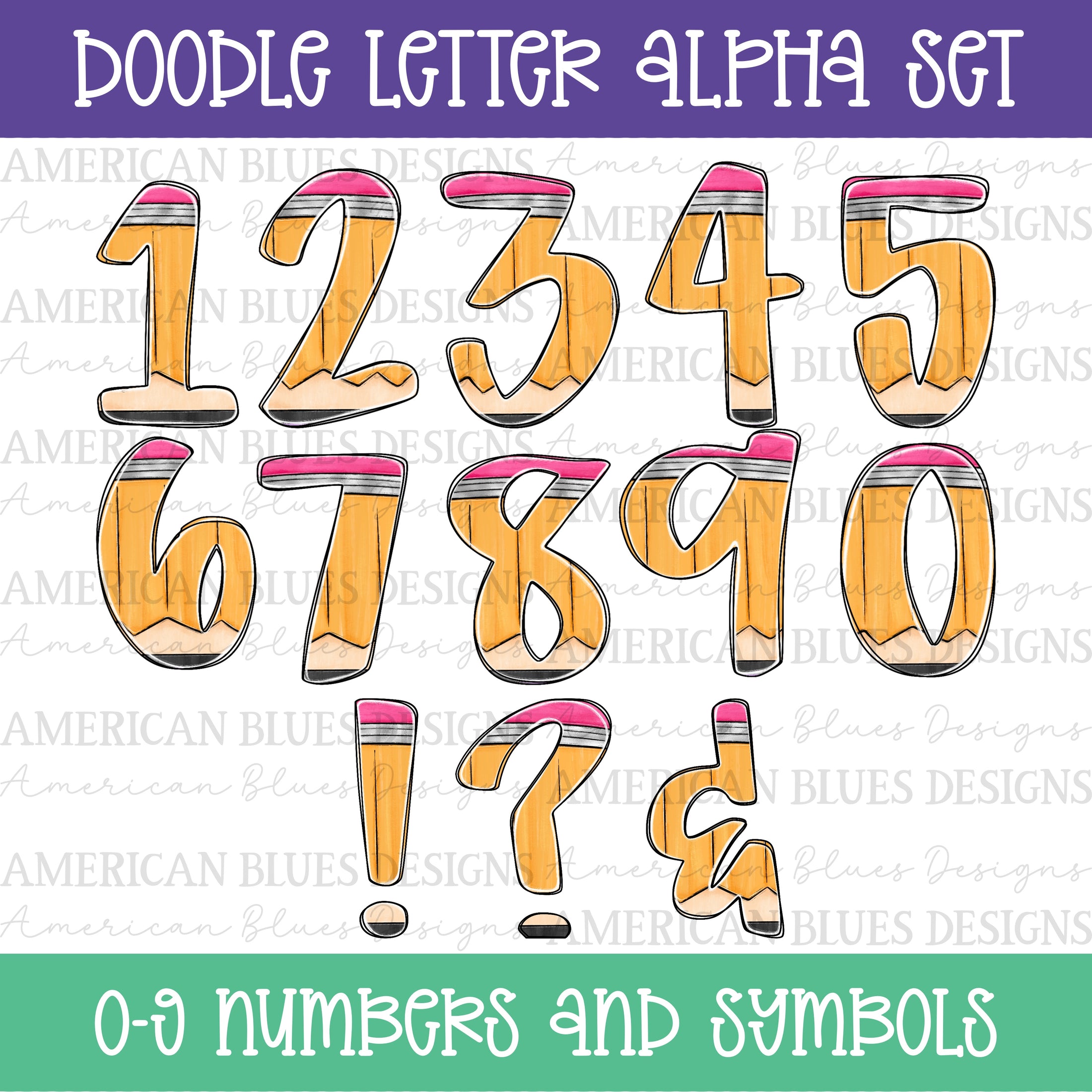 Back To School Doodle Alpha Set – American Blues Designs